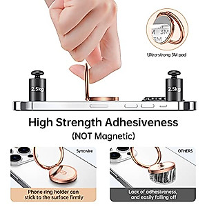 Syncwire Cell Phone Ring Holder Stand, 360 Degree Rotation Finger Ring Kickstand with Polished Metal Phone Grip for Magnetic Car Mount Compatible with iPhone, Samsung, LG, Pixel - Rose Gold