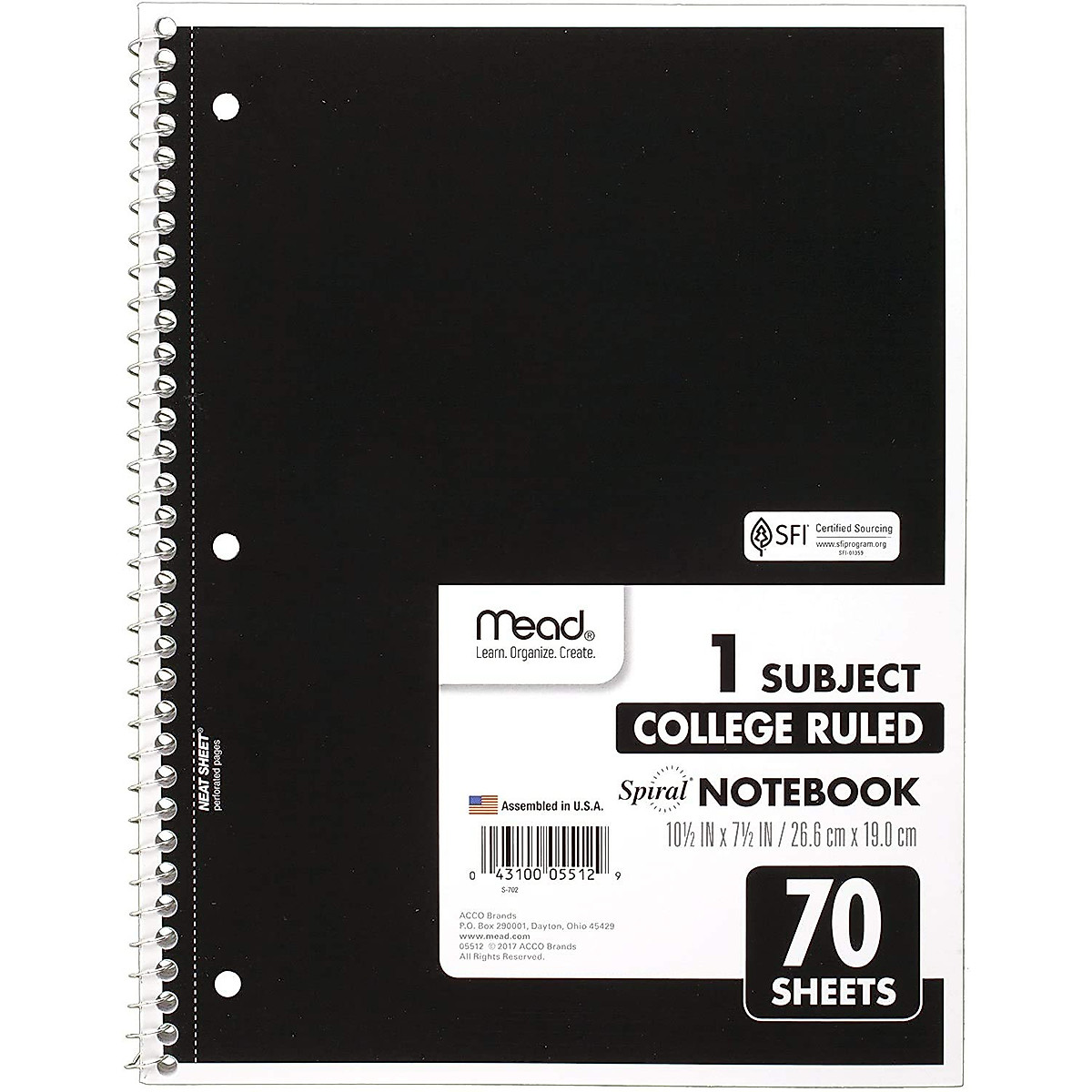 Mead Spiral Notebooks, 1 Subject, College Ruled, 70 Sheets, 24 Pack (73705)