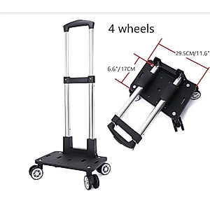 Hand Truck with Telescoping Rod and 4 Wheels, Heavy-Duty Folding Cart for Luggage, Backpacks and More, Black