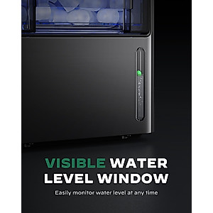 Silonn Ice Maker Coutertop Machine - Portable Ice Cube Maker, 2.6lbs Ice Basket with Bullet Ice in 6 Mins, Visible Water Level Window and Scoop, Stainless Steel, Ideal for Kitchen, Office, Camping