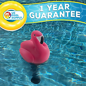 U.S. Pool Supply Floating Flamingo Thermometer - Easy to Read Temperature Display, Measures up to 120° Fahrenheit & 50° Celsius - Swimming Pools, Spas, Kids Pools, Cute Fun Pink Animal, Tether String