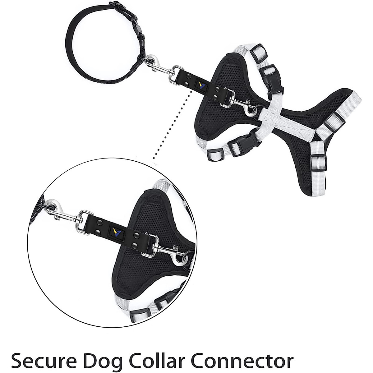 DEYACE Dog Collar Safety Clip, 2 Pack Waterproof Heavy Backup for Prong Collar, Dog Harness Collar Leash Connector (8-Inches, Black)