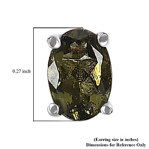 SHOP LC Green Moldavite Stud Earrings for Women Jewelry 925 Sterling Silver Jewelry Ct 0.8 Birthday Gifts for Women