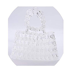 YIFEI Women Beaded Clear Acrylic Handbag Handmade Transparent Bags for Wedding Party (Bubble)
