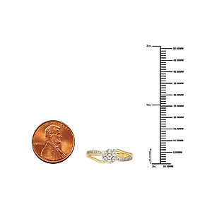 DZON Sterling Silver with Yellow Gold Plating 1/10 Ct TDW Diamond Promise Ring for Her
