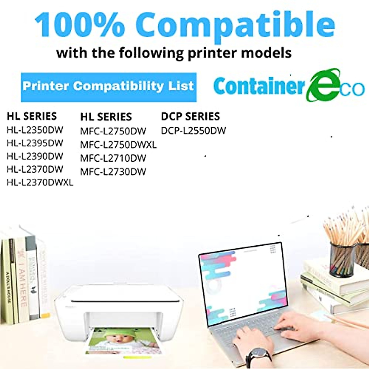 Compatible Toner Cartridge for Brother TN760 TN730, Works with HL-L2350DW HL-L2395DW HL-L2390DW HL-L2370DW MFC-L2750DW MFC-L2710DW DCP-L2550DW, High Yield USA Manufactured (Black,4 Pack)