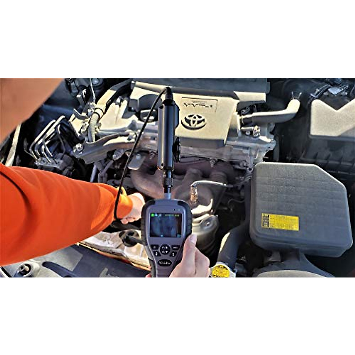 Vividia VA-150 Gray Two-Way Articulating Borescope Videoscope Inspection Camera with 6mm Diameter Probe and 2.7" Monitor and 640x480 Image Resolution