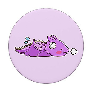 Cute Kawaii Lazy Chibi Purple Dragon PopSockets Swappable PopGrip