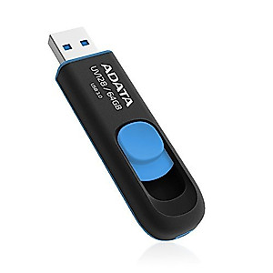 ADATA UV128 64GB USB 3.0 Retractable Capless Flash Drive, Blue (AUV128-64G-RBE)