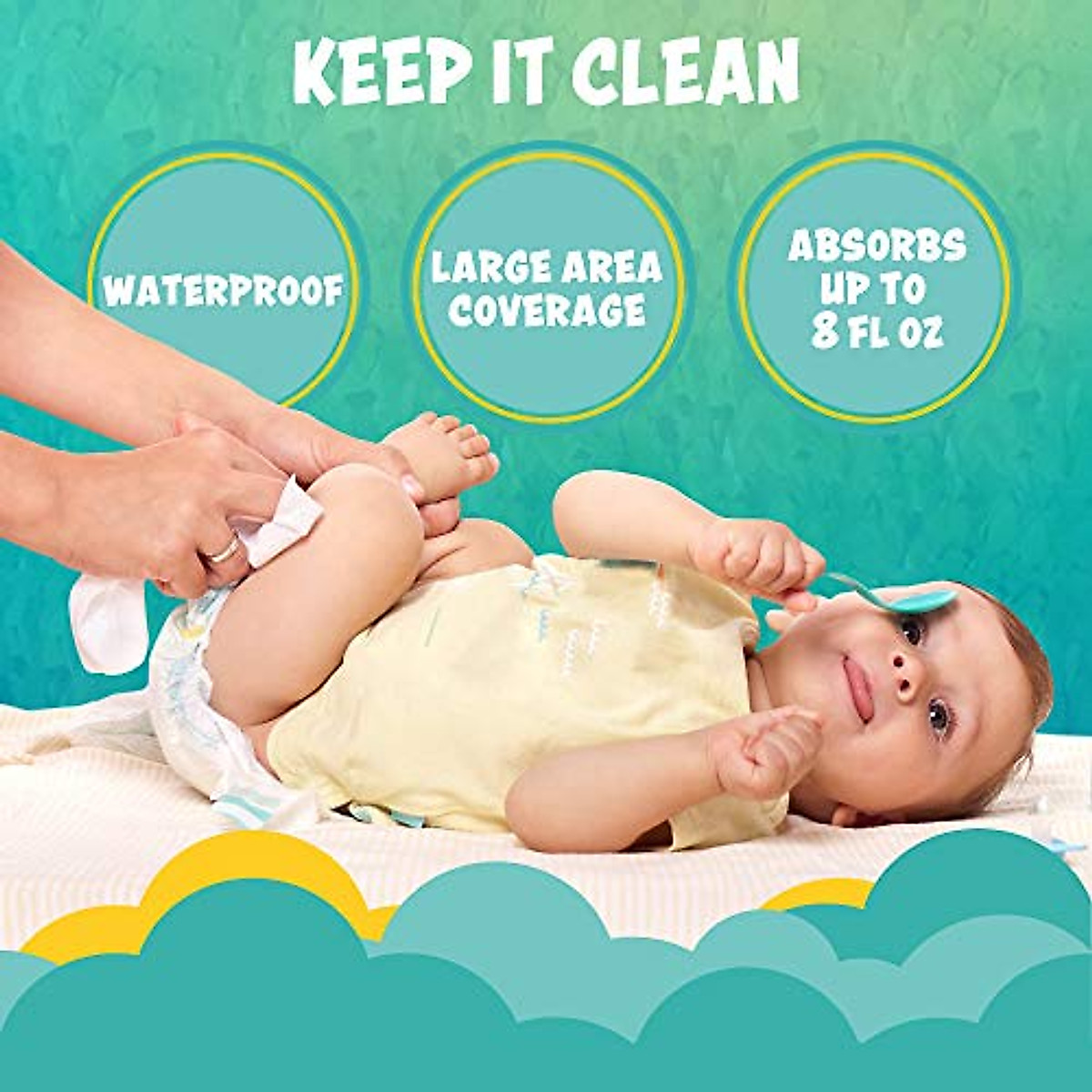 KinderSense® - Disposable Changing Pad for Baby Diaper (80 Pack) Extra Large (23" x 17.5") Portable Pee Pad Waterproof & Leak Proof Underpad Mat Incontinence Protection - Absorbent Changing Mat
