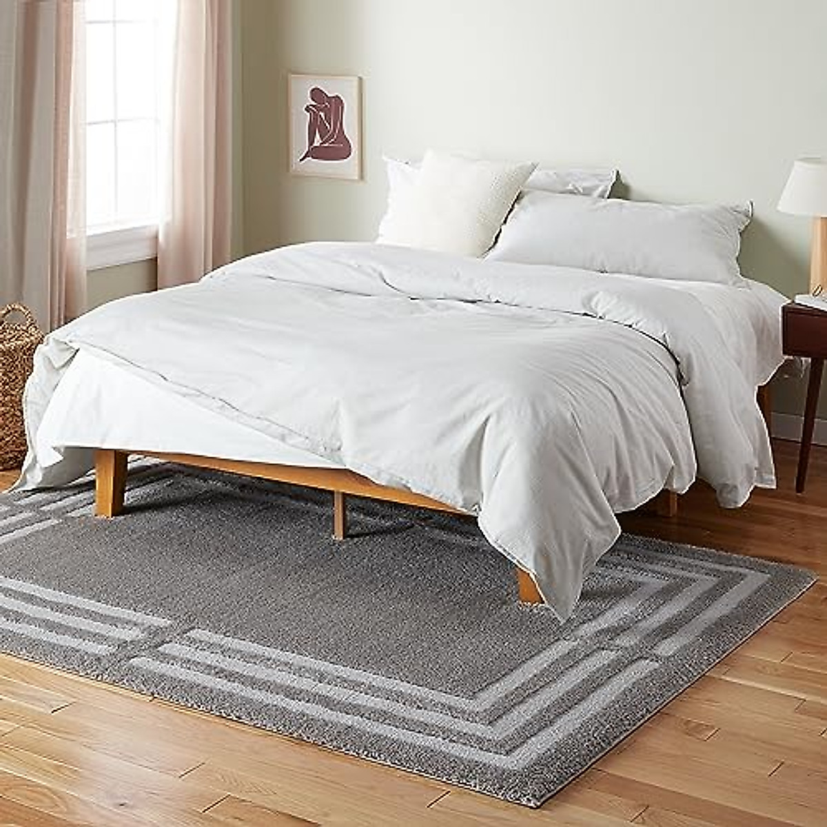 TOWN & COUNTRY EVERYDAY Cloud Shag Plush Border Area Rug with High-Low Pile, Grey, 7'10"x10'2"
