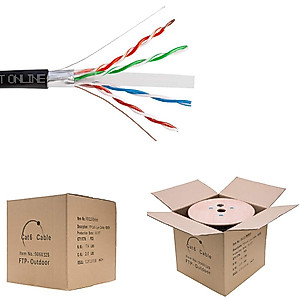 Cables Direct Online CAT6 1000FT Outdoor Weatherproof 23 AWG 550MHz Cable FTP Wire Solid Direct Burial UV (1000FT, FTP (Shielded))