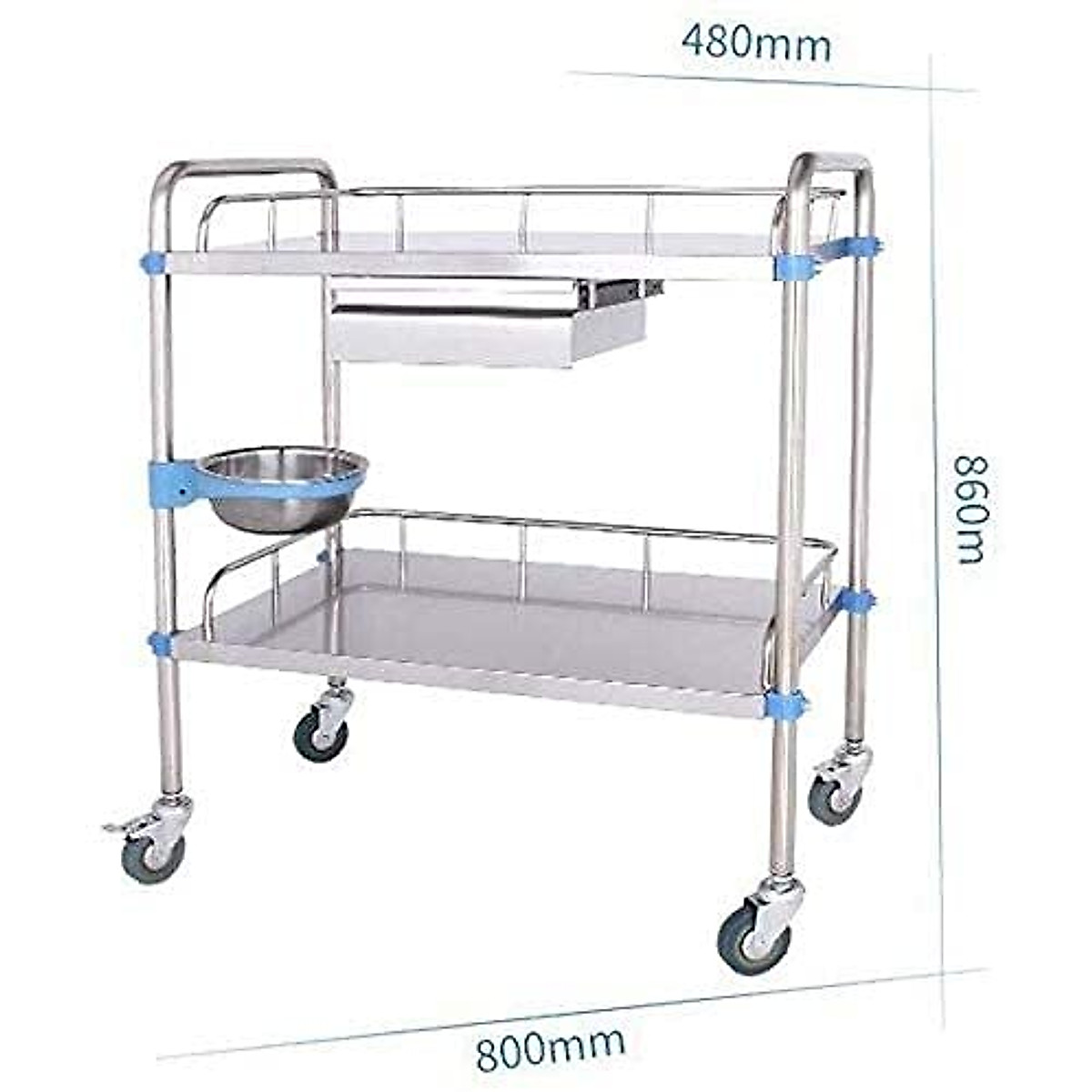 JYDQM Stainless Steel Trolley-Double Cart Trolley Trolley Care Dressing Medical Cart Clinic Beauty Trolley (Size : 80)