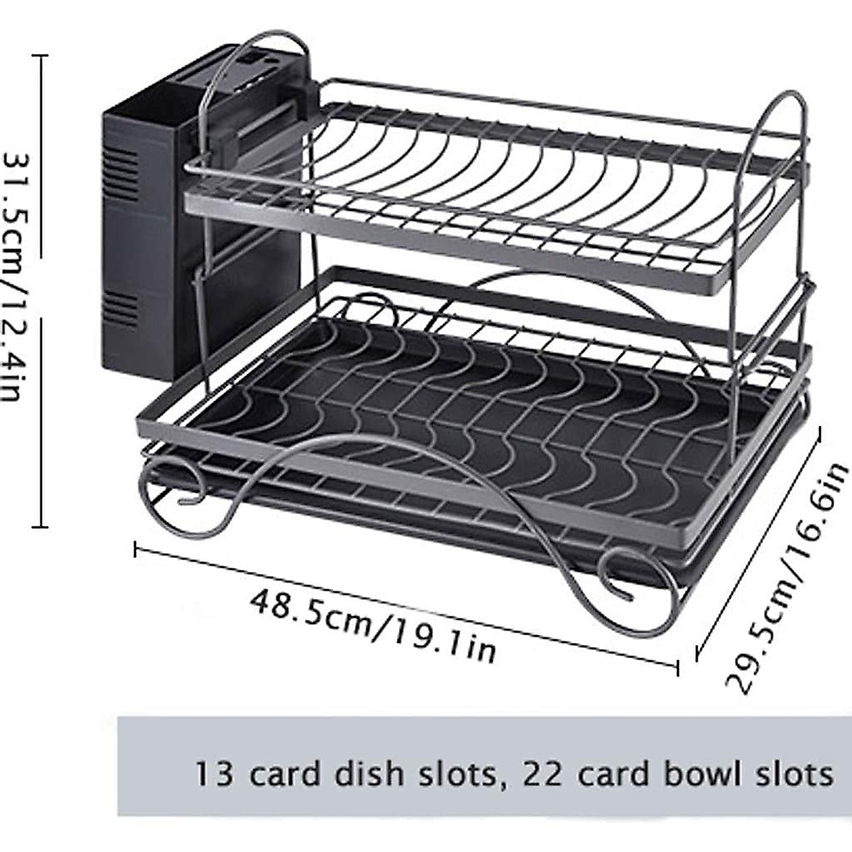 Plate Rack Draining Dish Rack Dish Drying Rack, 2-Tier Drying Organizer Storage Shelf Drainer For Dishes, Bowls, Utensils Pan Plate Holder