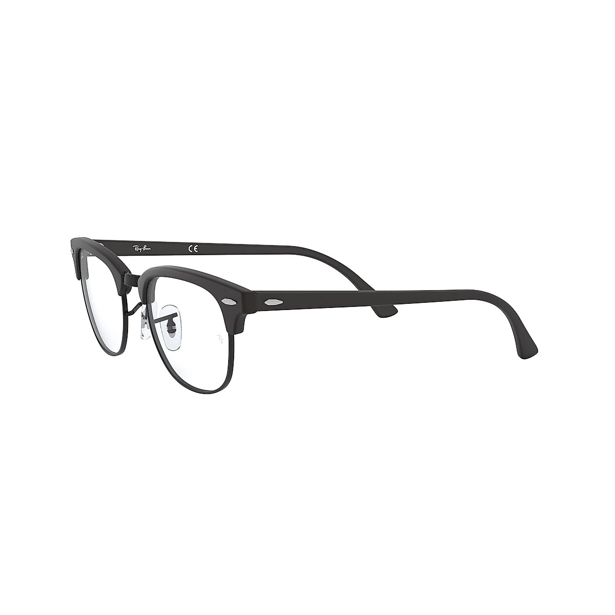 Ray-Ban RX5154 Clubmaster Square Prescription Eyeglass Frames, Matte Black/Demo Lens, 49 mm