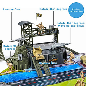 47 Pieces Military Base Set, Army Men Playset with Vehicles Accessories,Soldier Army Men and Play Map,Mini Army Toy Tank,Warplane,Helicopter Playset Plastic Christmas Toys Gifts for Kids Boys