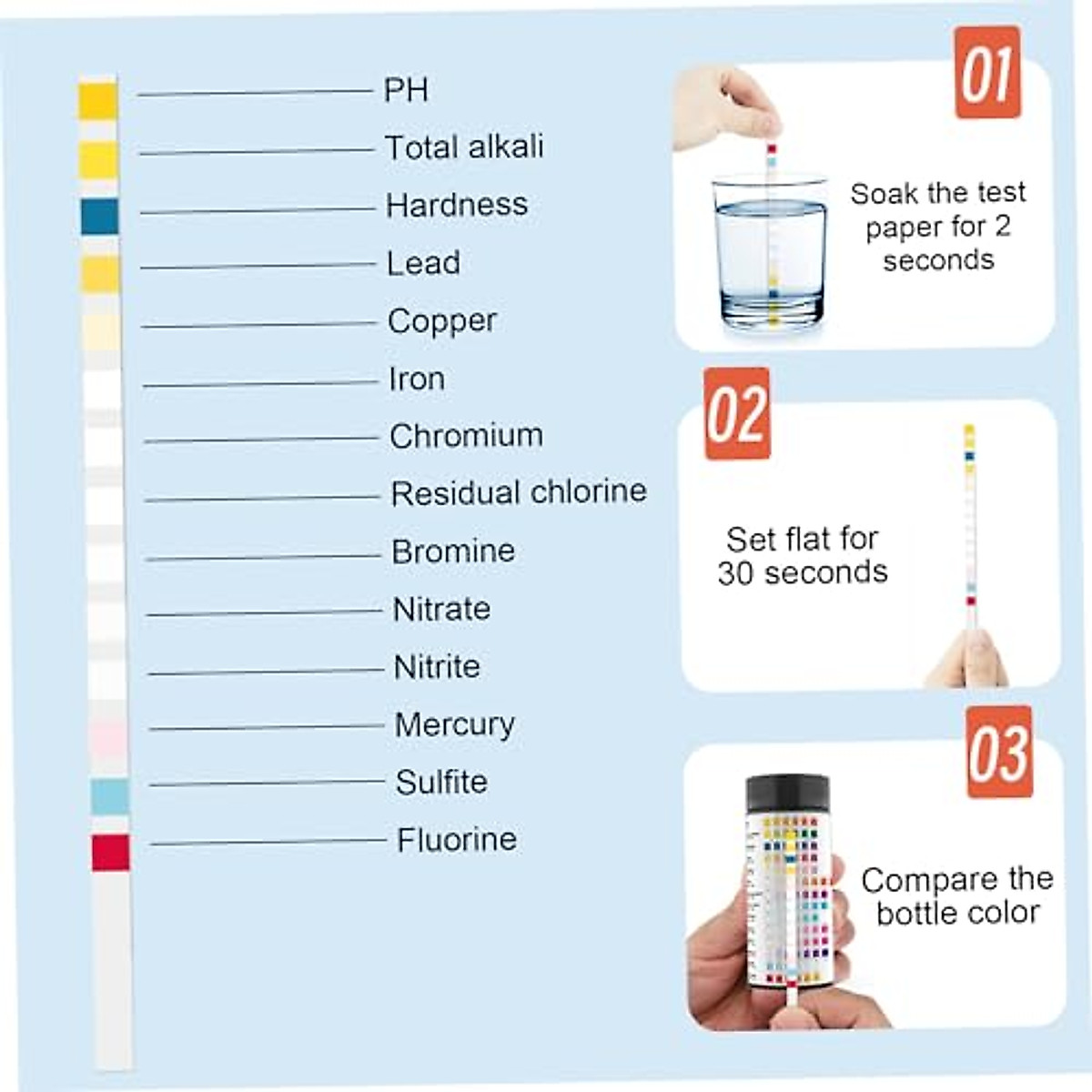 Drinking Water Test Kit, 100Pcs 14 in 1 Water Test Kit, Universal Water Tester for Drinking Water, Quick & Easy Home Water Testing Kit for Hardness, Lead, Iron, Copper, Fluoride Water Tester
