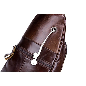 BULLCAPTAIN Genuine Leather Sling Bag for Men Leather Casual Crossbody Shoulder Backpack Travel Hiking Vintage Chest Bags Mens Daypacks (Coffee)