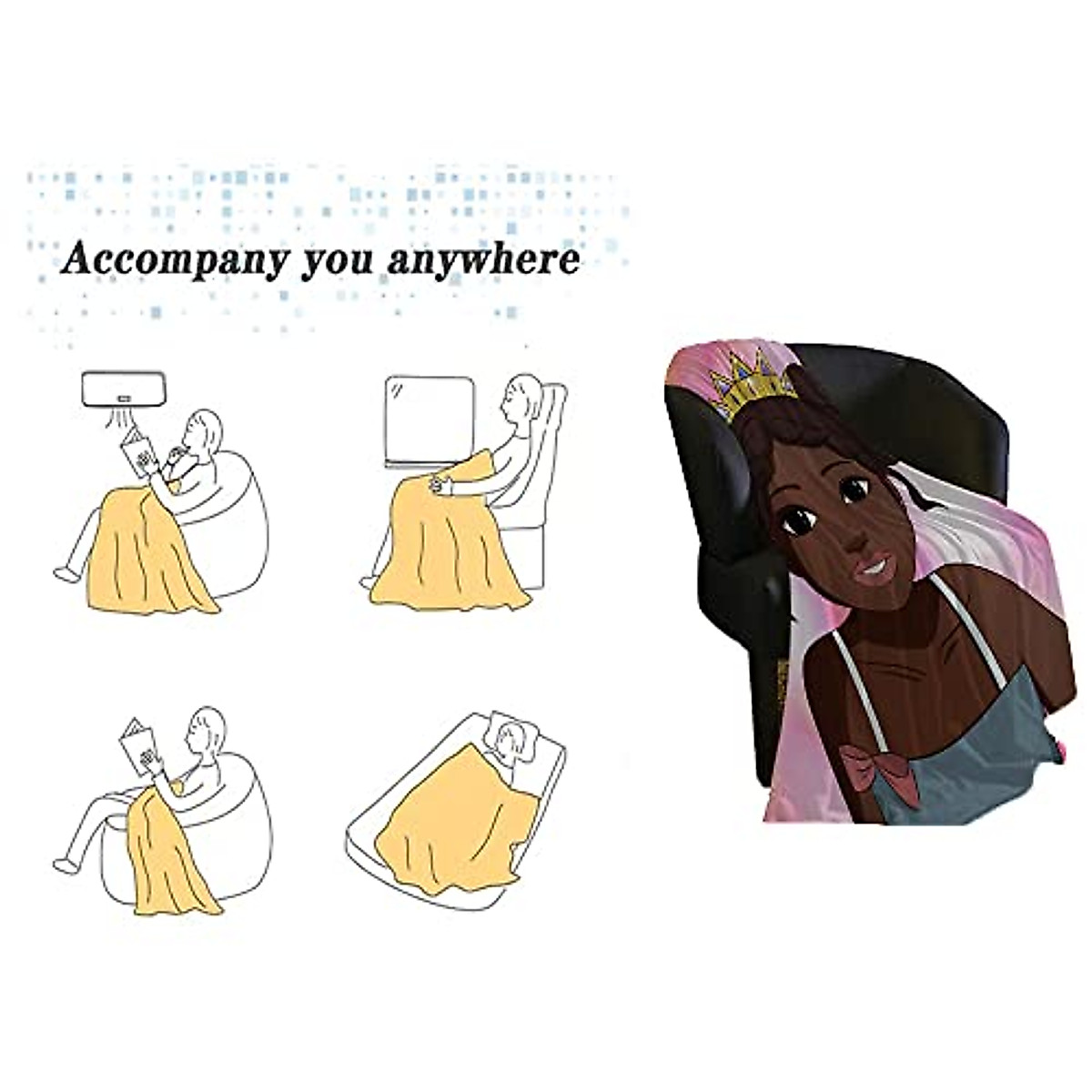 African American Blanket Throw 60"X80"for Gilrs Teen Women Daughter Super Soft African American Blanket for Bed Couch Sofa Warm Blanket All Season Ultra Soft Home Decor Flannel Fuzzy Blanket