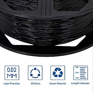 Pinuotu Flexible 3D Printer Filament, TPU Filament 1.75mm 0.8KG (2.2 lbs) Spool, Dimensional Accuracy +/- 0.03 mm, 100% Europe Raw Material (Black)
