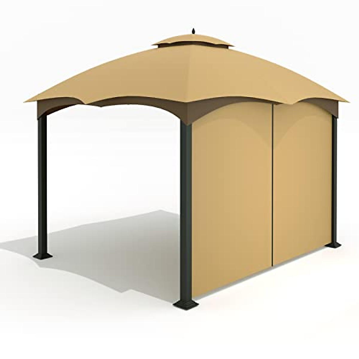 Tanxianzhe Gazebo Replacement Privacy Curtain with Zipper Outdoor Universal Privacy Panel Sidewall for 10' x 12' Gazebo (Khaki)