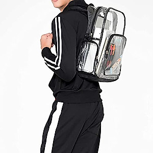 TACVEL Large Heavy Duty Clear Backpack Durable Transparent See Through Bag (Black)