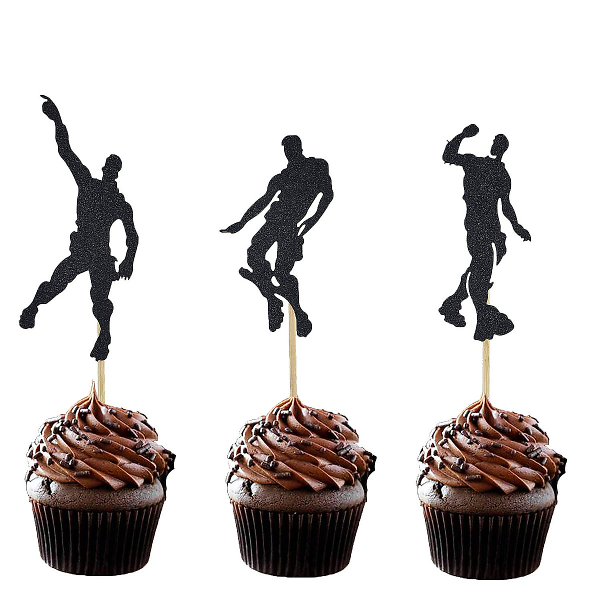 36 Pcs Glitter Black Video Game Cupcake Toppers Dance Cupcake toppers for Gaming Themed Birthday Cake Decoration Party Supplies