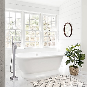 ALEASHA Freestanding Bathtub Faucet, Brushed Nickel Free Standing Tub Faucet High Flow Max 6.74 GPM, Freestanding Tub Faucet with Hand Shower