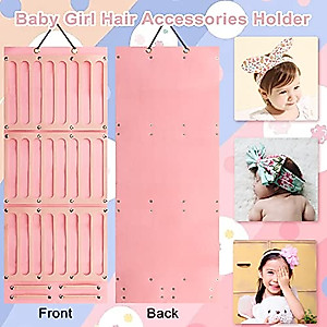 Bow Holder for Girls Hair Bows, Hair Bows Holder Extra Large Capacity, Hair Bows Organizer 27 Ribbons, Baby Hair Accessory Storage Display, Baby Headbands Holder for Room, Closet, Birthday Day Gift