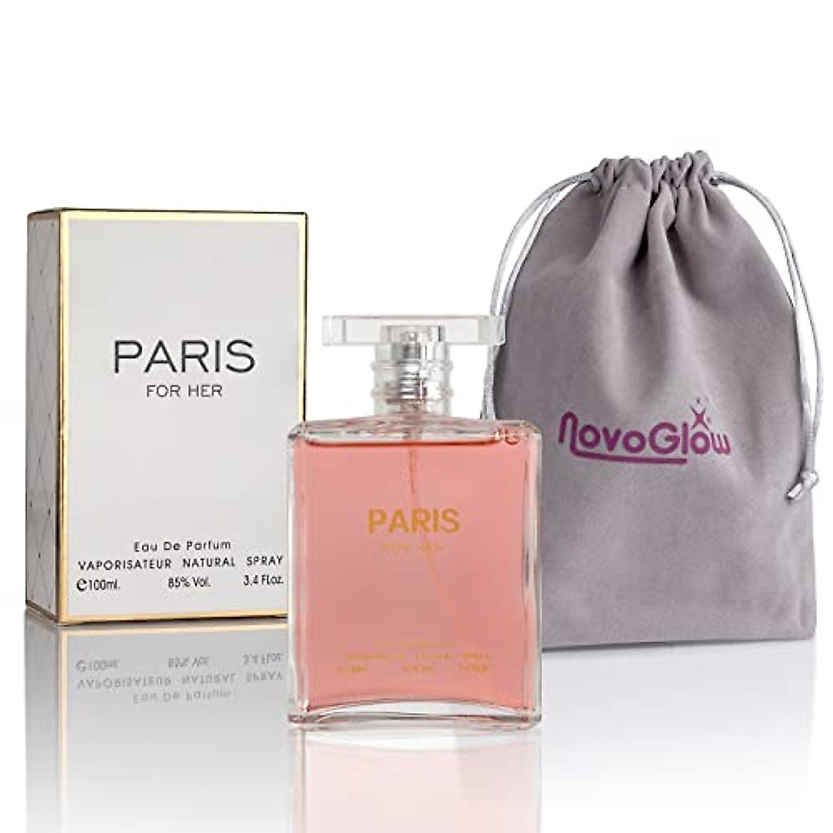 Paris For Her Eau de Parfum Spray Perfume, Fragrance For Women-Daywear, Casual Daily Cologne Set with Deluxe Suede Pouch- 3.4 Oz Bottle- Ideal EDT Beauty Gift for Birthday, Anniversary (3.4) (C)