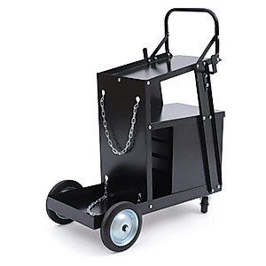 Rolling Welding Cart with 4 Drawers - Heavy Duty Steel Cabinet Welding Cart Wheels and Tank Storage for TIG MIG Welder and Plasma Cutter