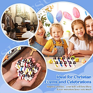 Bememo 25 Pcs Little Jesus Figures Original Design Easter Jesus Love You Mini Rubber Toys to Hide and Seek Religious Party Favors Sunday School Baptism Gifts Easter Egg Stuffers(Lively Colors)