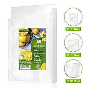 TashiLiving Vacuum seal bag,Vacuum Sealer Bags for Food ,Freezer Sous Vide Pre-cut Bags 100 Count，6x10 inch 40 Count,8x12inch 40 Count,11x16inch 20 Count,4mil BPA-Free (6'' x 10''，8" x 12'' and 11'' x 16'')