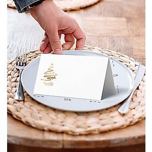 Christmas Place Cards (3.5 x 2 in) 25 pcs, Table Name Cards for Christmas Party, Seating Name Cards, Food Labels, Scored for Easy Folding, Christmas Party Supplies, Fiesta Party - SJK013