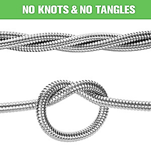 TVKB Metal Garden Hose 304 Stainless Steel Water Hose Super Tough Flexible Water Pipe with 3/4 inch Brass Fittings and Sprayer Nozzle, Kink & Tangle Free, Rust Proof (100FT)