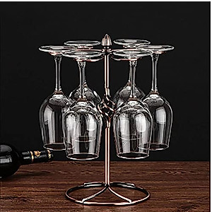 Fadak New Wine Holder 6 Cup Holder Lower Cabinet Hanging Goblet Holder - Undrilled Brass Champagne Gold Matte Stainless Steel (L)