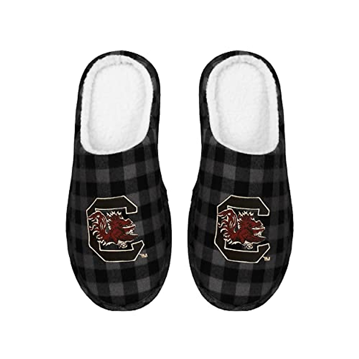 FOCO South Carolina Sherpa Lined Buffalo Check Memory Foam Slipper - Mens Large