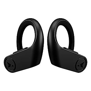 Turonic F1 Pro - True Wireless Earbuds - 45H Playtime, Charging case, Mic, IPX7 Waterproof Bluetooth Headphones w/Microphone - Sport Wireless Earphones with Earhook for Gym, Running, Workout - Black