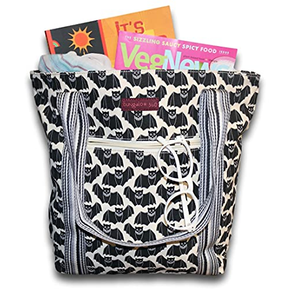 Bungalow 360 Vegan Striped Tote Bag (Bat)