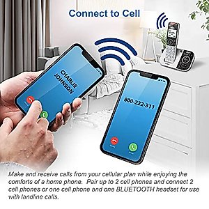 VTECH VS112-2 DECT 6.0 Bluetooth 2 Handset Cordless Phone for Home with Answering Machine, Call Blocking, Caller ID, Intercom and Connect to Cell (Silver & Black)