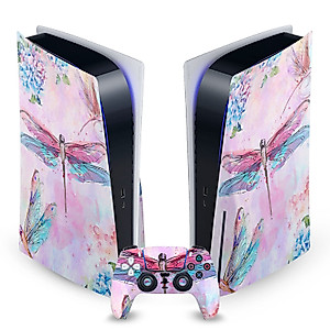 Head Case Designs Officially Licensed Jena DellaGrottaglia Dragonflies Animals Vinyl Faceplate Gaming Skin Decal Compatible With Sony PlayStation 5 PS5 Disc Edition Console & DualSense Controller