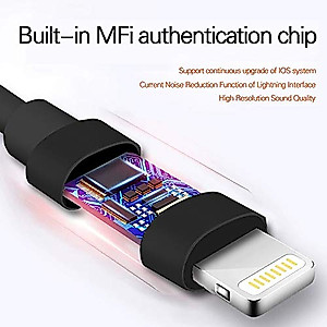 MAXROCK Lighting Headphones, Sleep Earbuds with Lightning Connector Sleep Headphone Earphones for iPhone X/XS/XS Max/XR iPhone 8 iPhone 7/7 Plus Apple iOS with Microphone and Volume Remote (Black)