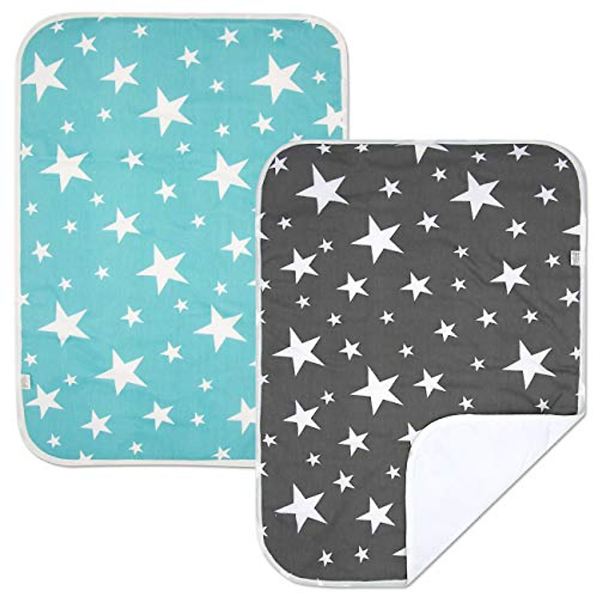 PEKITAS 2 Pack Waterproof Diaper Changing Pads Travel Friendly Super Soft Fabric Size 23 X 29.5 inches (Large,1-3 Year),Stars Series