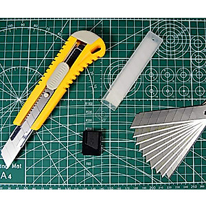 WEKOIL Utility Knives Retractable Box Cutter,18mm Wide Snap Off Blade Knife,11 Carbon Steel Blades,Hobby Art Paper Knives with Comfortable Handle,Heavy Duty for Office Home Warehouse,Yellow