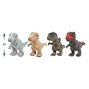 Jurassic World Plush Collector Set, 4-pieces, 7-inch Dinosaur Stuffed Animals, Kids Toys for Ages 3 Up, Amazon Exclusive by Just Play
