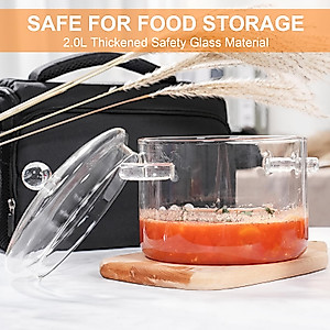 Glass Saucepan With Cover, 2L/70OZ Upgraded Thickened Heat-Resistant Glass Pots For Cooking On Stove, HOIDGUB The Best Handmade Glass Simmer Pot For Glass Safe For Pasta Noodle, Soup, Milk, Baby Food