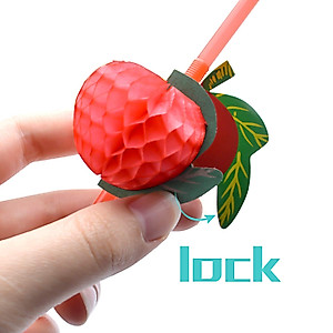 BronaGrand Fruit Straws,50pcs Multicolors Plastic Honeycomb Straws Disposable Luau Party Straws for Drinks Margaritas Cocktails