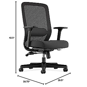 HON Exposure Mesh Task Computer Chair with 2-Way Adjustable Arms for Office Desk, Black (HVL721), Back