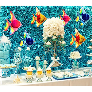 GuassLee 10pcs Tissue Fish Decoration - 10” Tropical Fish Party Decoration for Fish/Under The Sea/Mermaid/Ocean/Beach Themed Birthday Party Luau Decorations