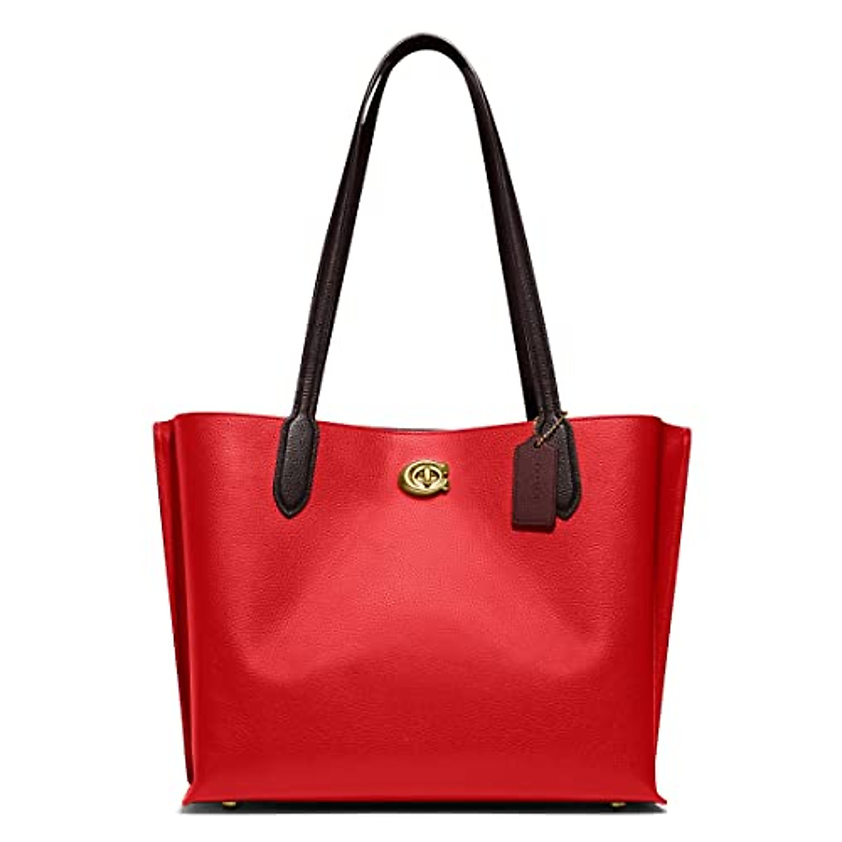 COACH Color-Block Leather Willow Tote Sport Red Multi One Size